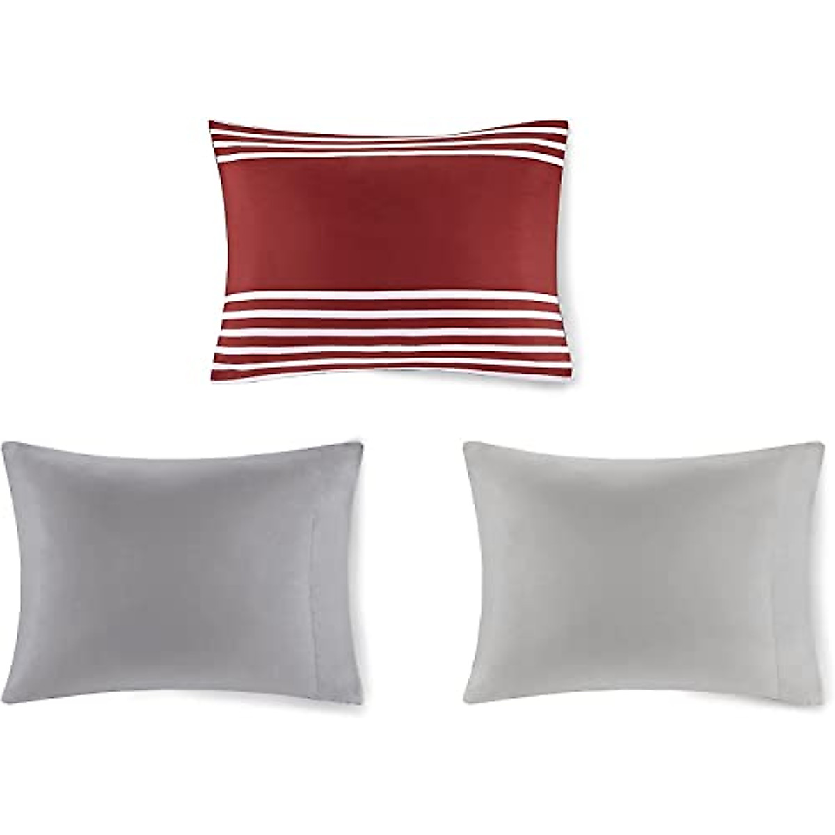 Comfort Spaces Twin XL Comforter Sets with Sheets - Bed in a Bag 6 Pieces Teen Bedding Sets Twin XL, Red and Grey Stripes Bedding Twin XL, College Twin XL Bed Set with 2 Side Pockets Bedroom Organizer