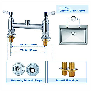 MaxSen Commercial Sink Faucet with Sprayer 8 Inch Center Deck Mount Pre Rinse Faucet 25 Inch Height Restaurant Kitchen Faucet Polished Chrome with Pot Filling and 8 Inch Add On Spout.
