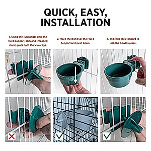 Hari Lock & Crock Food and Water Bowl, Pet Bird Cage Accessory, Large, Gray (81942)