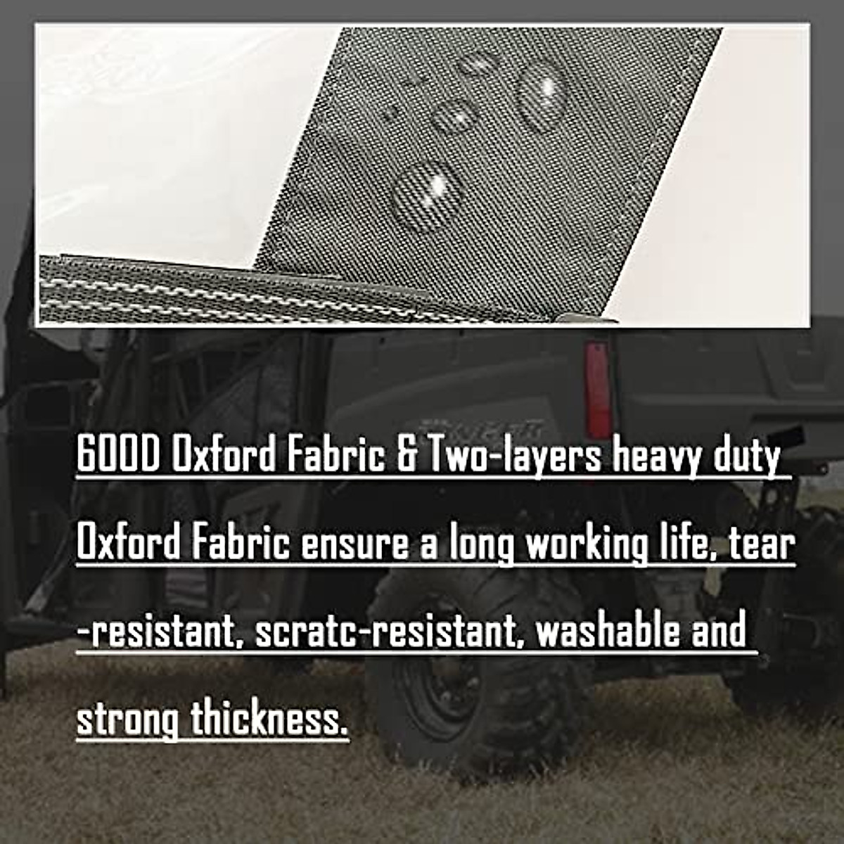 Polaris Ranger Full Size Rear Windshield, Soft PVC Dust Panel for Ranger 500 570 700 Round Bar ROPS (2 Seaters & Crew)