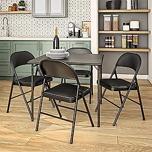 COSCO Vinyl Folding Chair, 4 Pack, Black