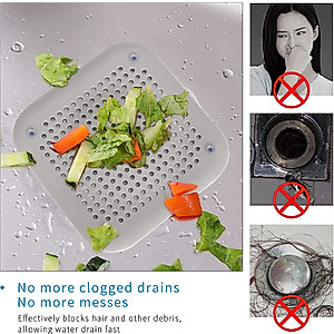 FYY Drain Hair Catcher, 2 Pack Silicone Hair Stopper Cover Shower Drain Hair Strainers Stopper Hair Trap Easy to Install and Clean for Bathroom Bathtub Tub and Kitchen, Bathroom Accessories, Grey+Grey