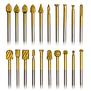 20pcs Rotary Bits Burr Set with 1/8 inch Shank for DIY Woodworking, Carving, Engraving, Drilling.