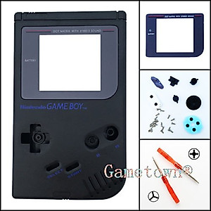Gametown Full Housing Shell Cover Case Pack with Screwdriver for Nintendo Gameboy Classic/Original GB DMG-01 Repair Part-Black