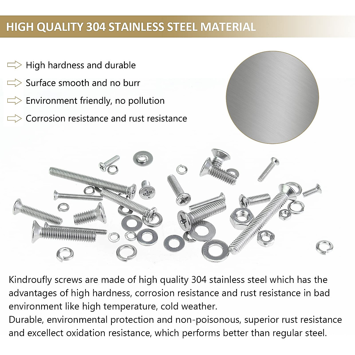 1504 Pieces Phillips Countersunk Head Machine Screws Nuts Washers Kit, Kindroufly M2 M3 M4 Screw Assortment Kit, Machine Screws, 304 Stainless Steel