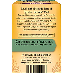 Yogi Tea - Egyptian Licorice Mint Tea (6 Pack) - Warming and Naturally Spicy Sweet - Caffeine Free - 96 Organic Herbal Tea Bags
