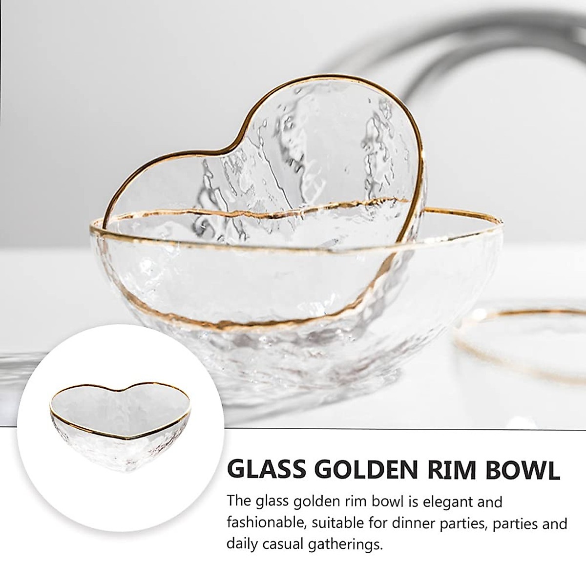 Standing Fruit Glass Bowl Heart Bowl For Fruits Salad Dessert Ice Cream