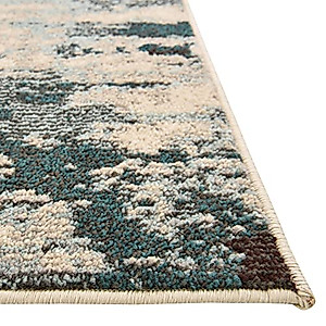 Unique Loom Estrella Collection Modern, Abstract, Watercolor, Contemporary Area Rug, 3 ft 3 in x 5 ft 3 in, Light Blue/Beige