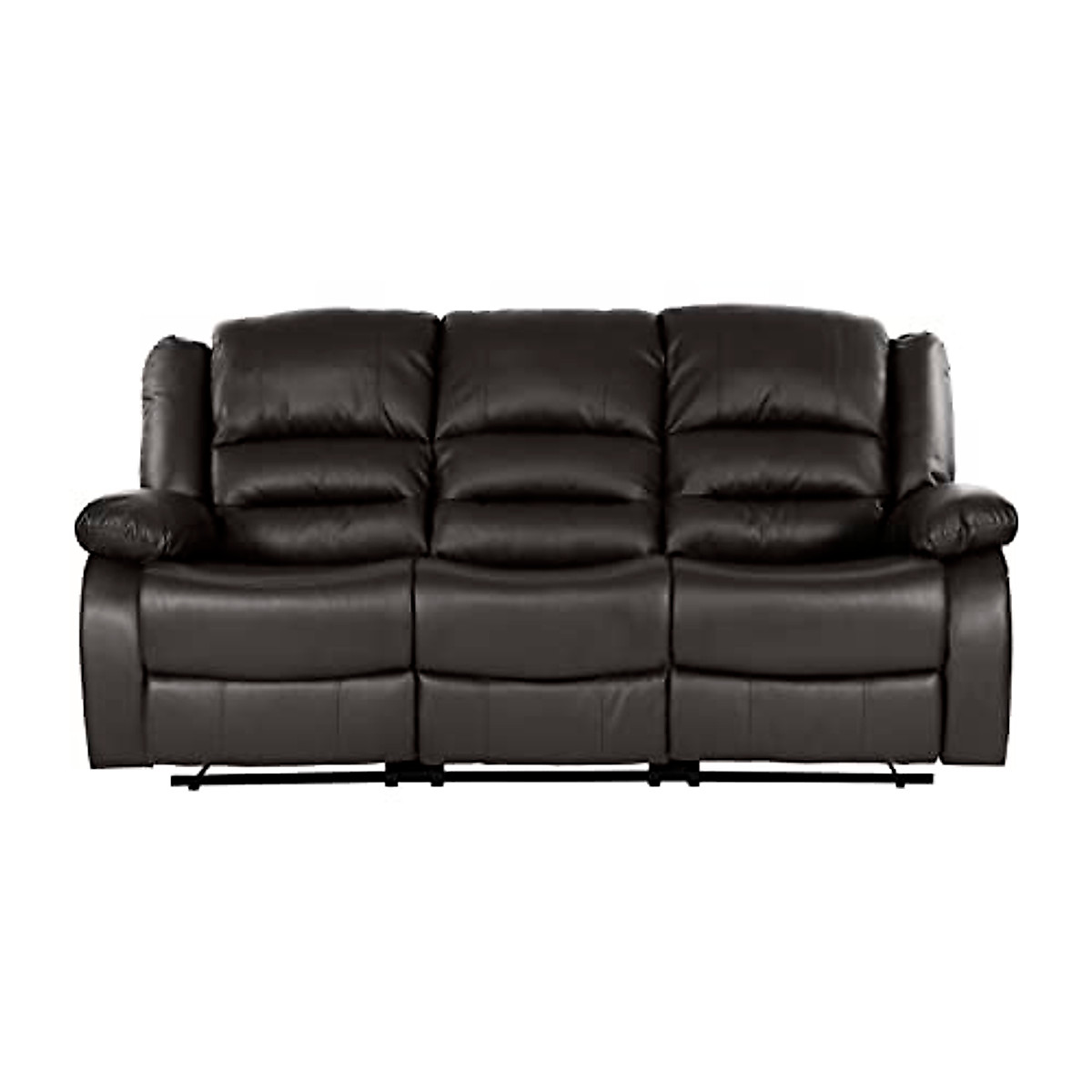 Lexicon Azrael Faux Leather Double Manual Reclining Sofa, 82" W, Brown