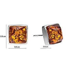 Ian and Valeri Co. Amber Sterling Silver Perfect Square Stud Earrings