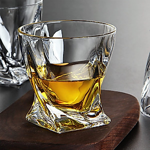 Eleganttime 6 Packing Crystal Old Fashioned Glasses Whiskey Glasses Set 10 Oz Crystal Bourbon Glasses for Drinking Bourbon