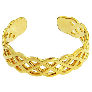 10K Yellow Gold Celtic Trinity Knot Woven Eternity Band Adjustable Toe Ring