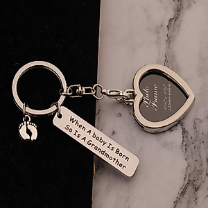 Baby Reveal Gift For Mom Grandma to Be Picture Frame Keychain When a Baby is Born So Is A Grandmother Keychain Baby Announcement Gift for New Grandma (silver)