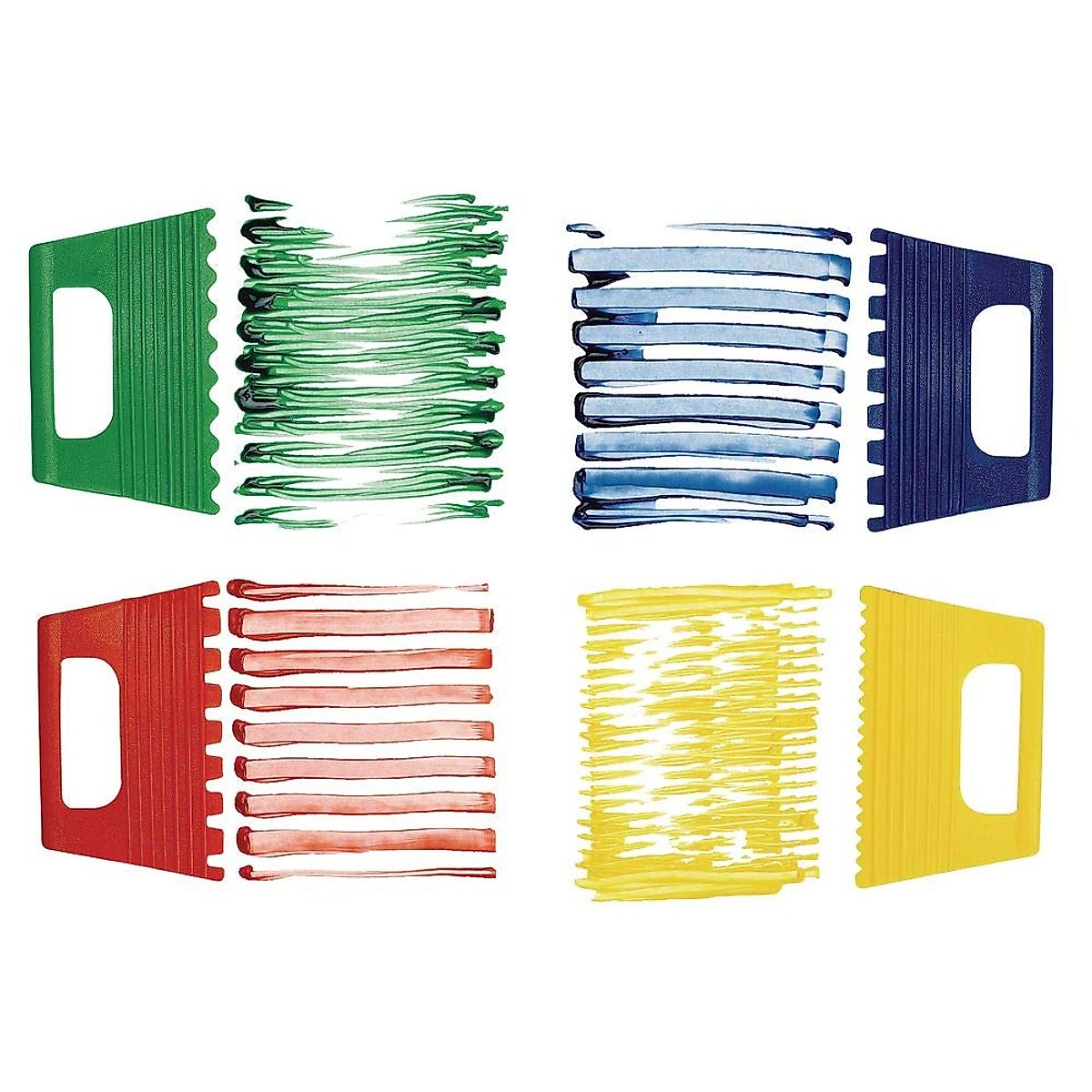 Colorations® Paint Scrapers, Plastic Paint Scrapers, 4 Different Designs, Create Paint Patterns & Swirls, Set of 4, Kids Scraper Tools for Paint,Scrapers for Crafts, Each 5’’ W,Fun Painting Experience