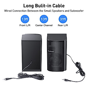 Bobtot Home Theater Systems Surround Sound Speakers - 800 Watts 6.5inch Subwoofer 5.1/2.1 Channel Wired Home Audio Stereo System with HDMI ARC Optical Bluetooth Input for TV