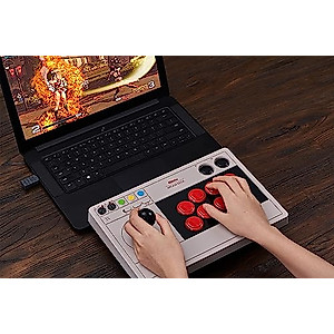8Bitdo Arcade Stick for Switch & Windows, Arcade Fight Stick Support Wireless Bluetooth, 2.4G Receiver and Wired Connection