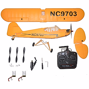 PLRB TOYS RC Hobby Plane, with Brushless Motor RC 5 Channels J3 Aircraft Ready to Fly with 6-axis Stabilizer System for Beginner Practice Wingspan 680mm