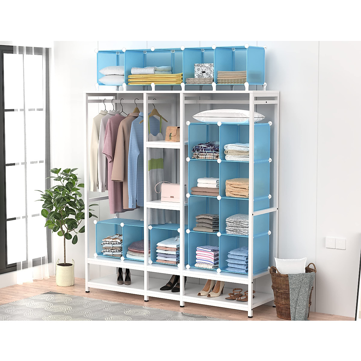 HOMIDEC Closet Organizer, 12-Cube Closet Organizers and Storage, Cube Storage Organizer for Kids, Closet, Bedroom, Bathroom, Office, Blue
