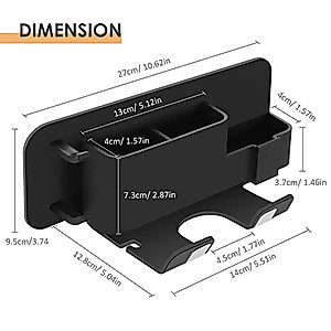 Hair Dryer Holder Wall Mounted - Bathroom Hair Tools Organizer with Hooks and Cup for Blow Dryer and Hair Straighteners - Bath Supplies Tray Stand Makeup Toiletries Storage Bracket for Space Saving