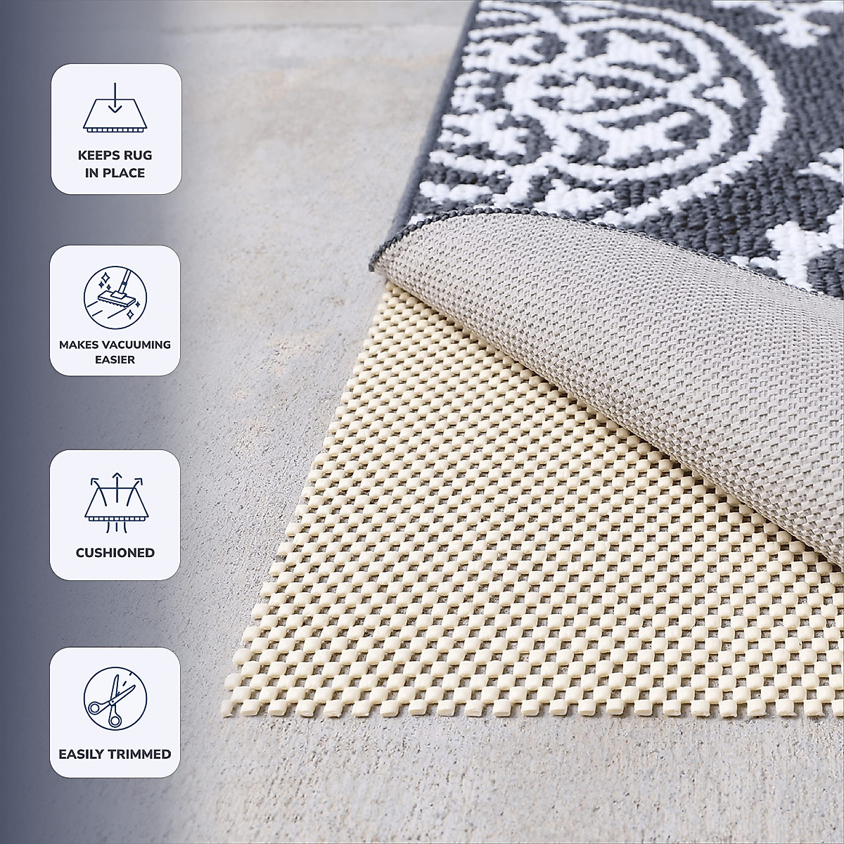 Slip-Stop Super Grip Outdoor Non-Slip Rug Pad for Hardwood Floors, USA-Made Outdoor Rug Gripper Prevents Outdoor Rugs from Sliding 8 x 10 ft