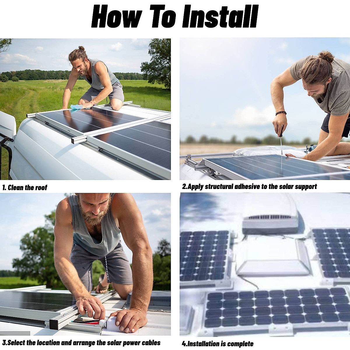 Qihengzhijia 10PCS Solar Cable Entry Gland Box,ABS Solar Panel Mounting Brackets Kit, 1 Automatic Wire Stripper, 14AWG Solar Extension Cable for RV, Boats, Caravans