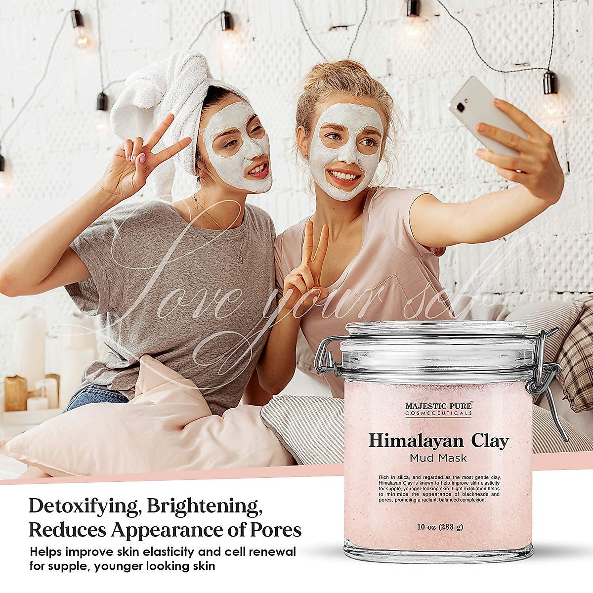 MAJESTIC PURE Dead Sea Mud Mask and Himalayan Clay Mask Bundle – Natural Skin and Face Care for Women and Men
