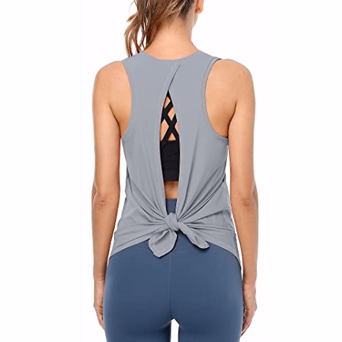 ATTRACO Women Workout Top Loose Fit Athletic Yoga Tank Sports Tank Tops Gym Top Grey XL