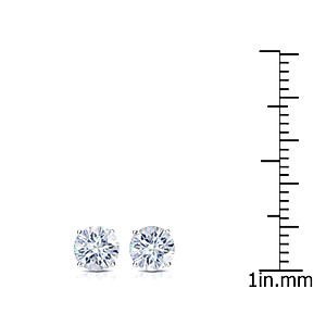 Diamond Wish Platinum Round Moissanite Stud Earrings (1ct TGW, 5mm, H-I) 4-Prong Set, Screw-Back