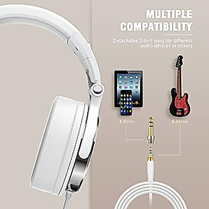 Nasuque Over-Ear Headphones, Foldable Headsets with Stereo Sound, Powerful Bass Headphones with Protein Memory Foam Ear Pads, 50mm Neodymium Drivers for Electric Drum Piano Guitar AMP (Silver)