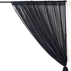 BalsaCircle 10 feet x 10 feet Black Sheer Voile Backdrop Drapes Curtains 2 Panels 5x10 ft - Wedding Ceremony Party Home Decorations