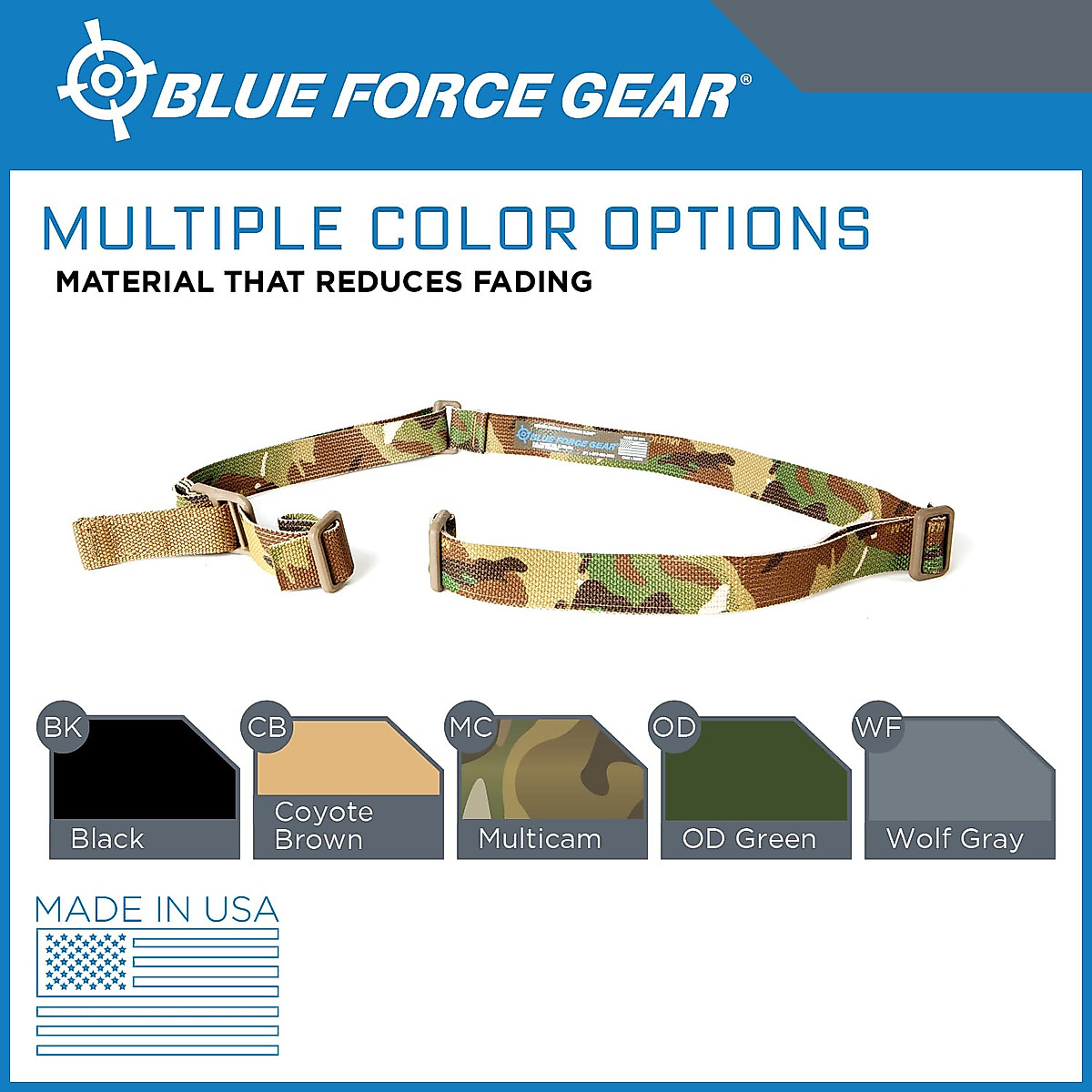Blue Force Gear Vickers Sling | 2 Point Sling Adjusts for Carrying Positions | 54-64 inches (Black)