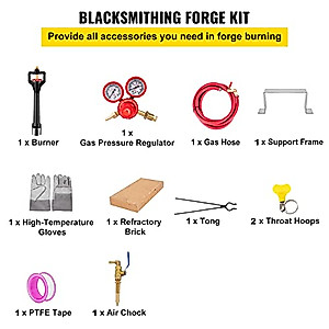 VEVOR Propane Knife Forge, Farrier Furnace with Single Burner, Portable Oval Metal Forge with an Open Structure, Large Capacity, for Blacksmithing, Knife Making, Forging Tools and Equipment