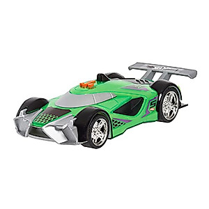 Hot Wheels Color Crashers Mach Speeder Vehicle, 10-Inch Green Motorized Car with Lights and Realistic Racing Sounds, Kids Toys for Ages 3 Up