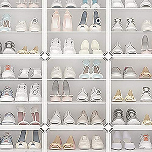 Portable Shoe Storage Organzier Tower, Dust-proof Shoe Rack Shelf Plastic Shoe Storage Cabinet with Doors, Foldable Shoe Storage Rack for Sneaker Collection Heels, Boots, Slippers (3 x 12-tier)