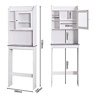 odsisfioowo Modern Over The Toilet Space Saver Organization Wood Storage Cabinet for Home, Bathroom -White