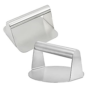 Cyberone Burger Press Stainless Steel Meat Smasher 4.9 inch Round Hamburger Patty Maker Bacon Steak Grill Press Non-Stick Smooth for Flat Top Grill Cooking BBQ Barbecue Grilling