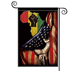 AVOIN Black Pride African American US Flag Garden Flag Vertical Double Sized, Juneteenth Independence Day Freedom Yard Outdoor Decoration 12.5 x 18 Inch