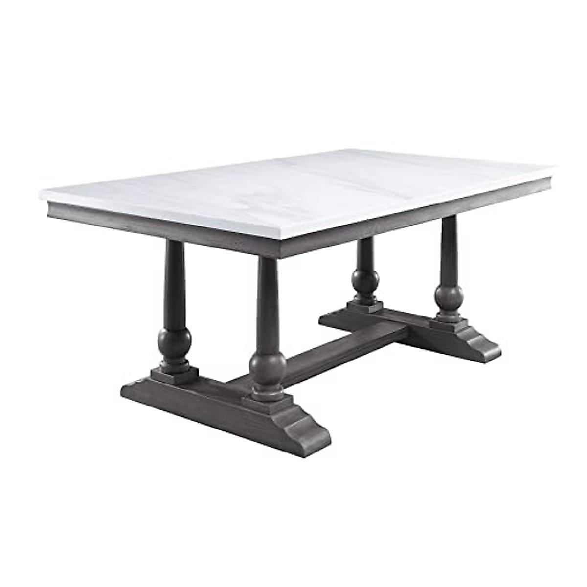 Acme Furniture Marble Rectangular Dining Table, White/Gray Oak