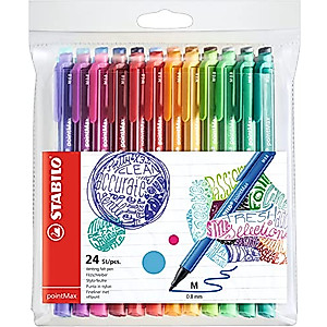 Nylon Tip Writing Pen - STABILO pointMax - Wallet of 24 - Assorted colors
