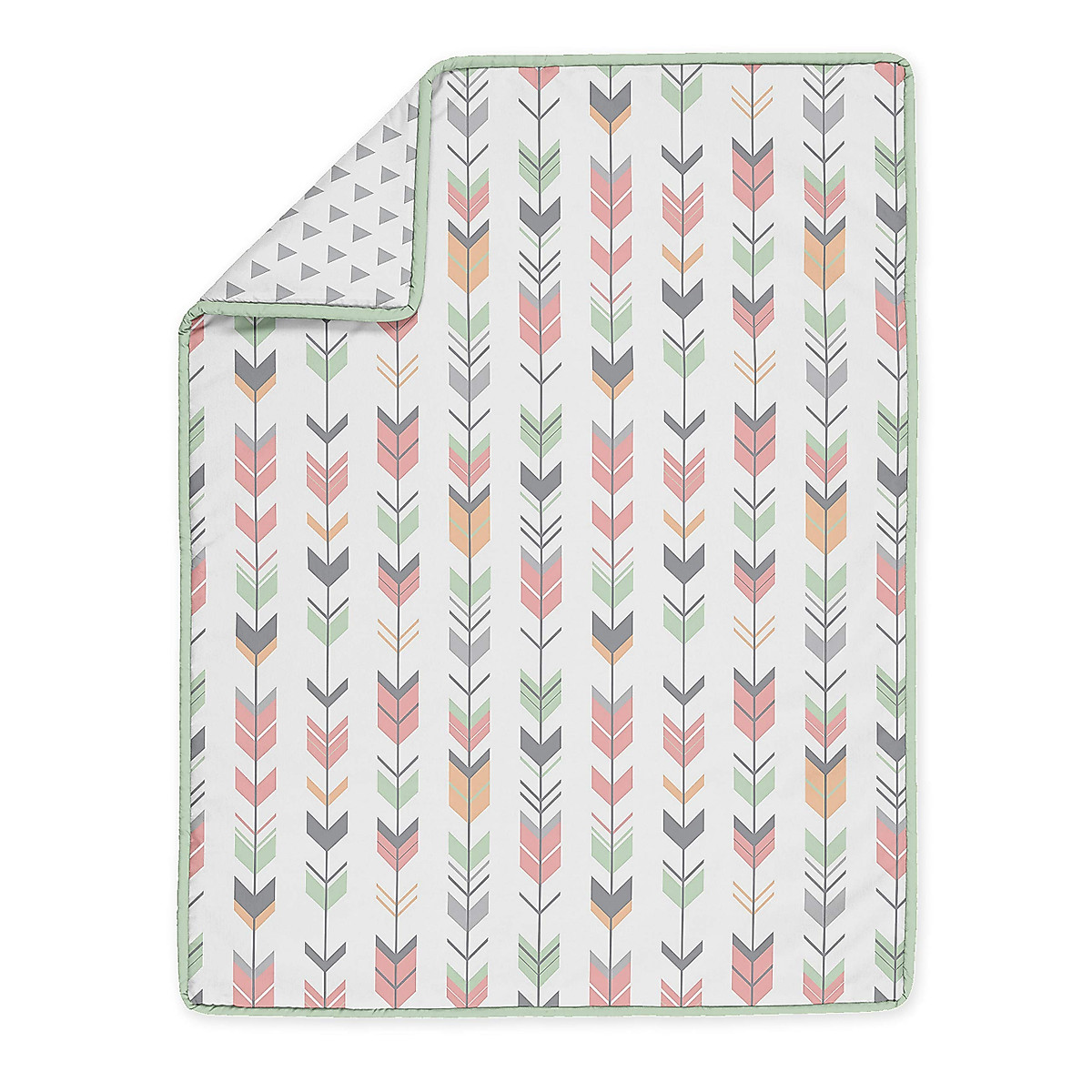 Grey, Coral and Mint Woodland Arrow 4 Piece Girls Crib Bed Bedding Set