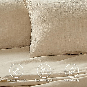 cebihy 100% Linen Duvet Cover Set King 3 Pieces, French Normandy Flax Linen, Cooling, Soft, and Breathable Linen Bedding Set - 1 Duvet Cover 90"x 104", 2 Pillowcases 20"x 40", Natural Linen