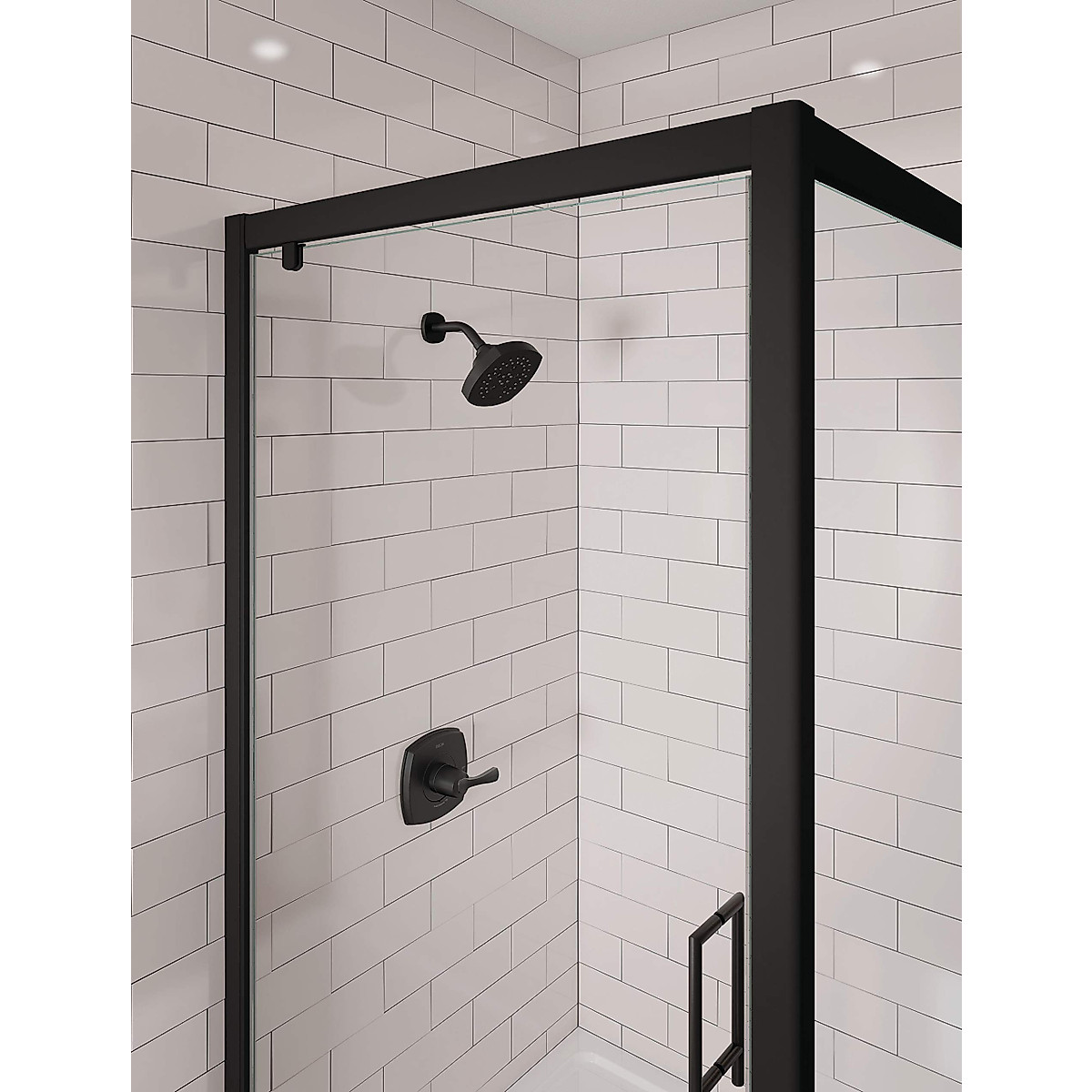 Delta Faucet Stryke 14 Series Single-Function Shower Faucet Set, Single-Spray H2Okinetic Shower Head, Black Shower Faucet, Delta Shower Trim Kit, Matte Black T14276-BL (Valve Not Included)
