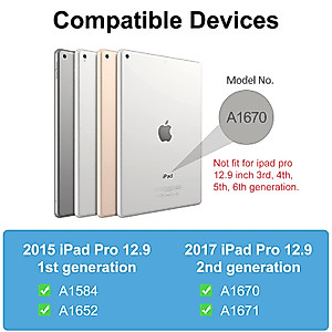 SENGBIRCH iPad Pro 12.9 Case with Keyboard 2nd Generation, for iPad Pro 12.9-inch - 2015 1st, 2017 2nd Generation, (Old Model: A1670/A1671/A1584/A1652), 7 Colors Backlit, with Pencil Holder, Black