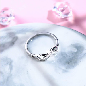 Sllaiss Cubic Zirconia Infinity Rings for Women CZ Promise Engagement Band Rings 925 Sterling Silver Wedding Ring Size 5-9 (7)