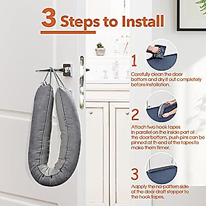 Door Draft Stopper,YOOGO 36 Inch Under Door Draft Blocker for Bottom of Door,Weighted Under Door Draft Noise/Wind/Light/Air/Dust/Odor Blocker for Apartment Door Gap Filler Bottom,Fabric Draft Guard