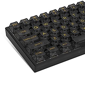 dagaladoo 140 Keys Black Clear Keycaps Full Set, Custom Cherry Profile Keyboard Keycaps, XVX Transparent PC Material Keycaps for 60% 65% 75% 100% Cherry Gateron Mx Switches Mechanical Keyboard