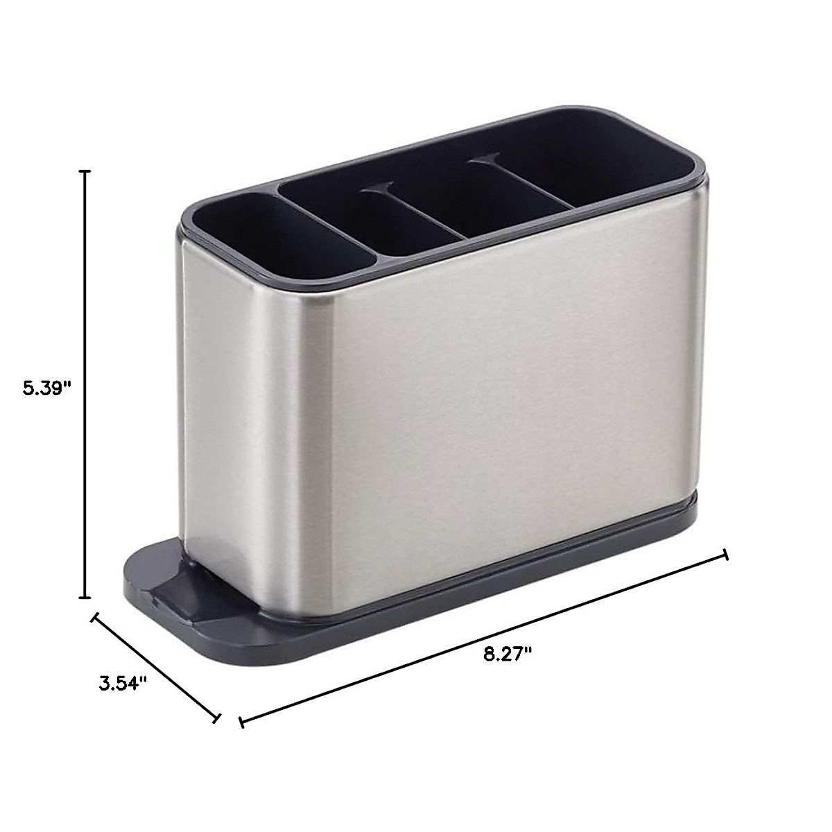 Countertop Organizer Kitchen Caddy Cutlery Drainer, Stainless Steel Utensil Holder Flatware Rectangular Home