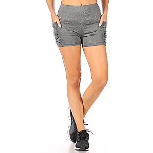 ShoSho Womens High Waist Biker Shorts Tummy Control Butt Sculpting Athleisure Bottoms Compression Shorts W/Phone Pockets Solid Black Medium