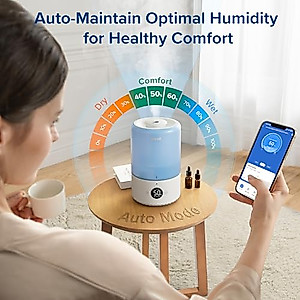 LEVOIT Dual 200S Smart Humidifiers for Bedroom, Top Fill, Customize Humidity for Home, Baby Nursery & Plants with Humidistat, Essential Oil Diffuser, Schedule, Timer, APP & Voice Control, 3L, Blue