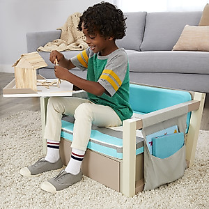 Little Tikes 2-in-1 Fun & Study Swivel Real Wood Desk with Chair Set, Fabric Cushion, Study Desk with Storage, Modern Design, Home & School- Kids Furniture for Children Girls Boys Ages 4-10 Year Old